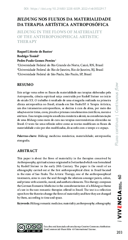 (PDF) Bildung nos fluxos da materialidade da terapia artística antroposófica