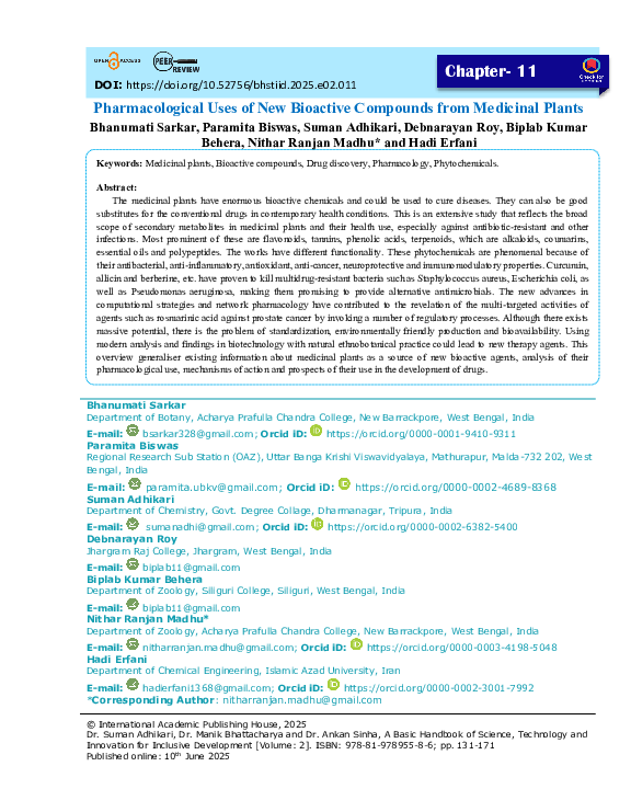 (PDF) Pharmacological Uses of New Bioactive Compounds from Medicinal Plants