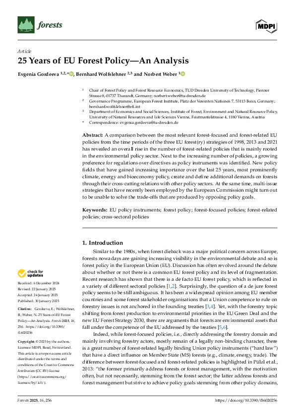 (PDF) 25 Years of EU Forest Policy-An Analysis