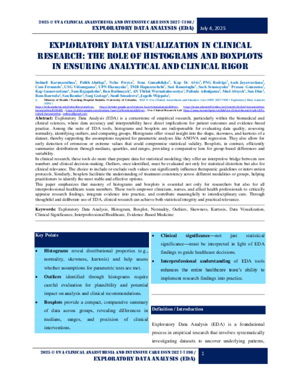 (PDF) Exploratory Data Analysis: in Clinical Research The Role of Histograms and Boxplots