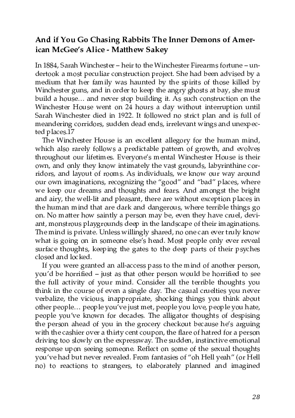 (PDF) And if you go chasing rabbits the inner demons of American McGee ...