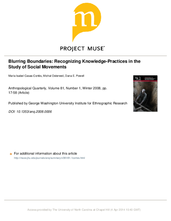 (PDF) Blurring Boundaries: Recognizing Knowledge-Practices in the Study of Social Movements