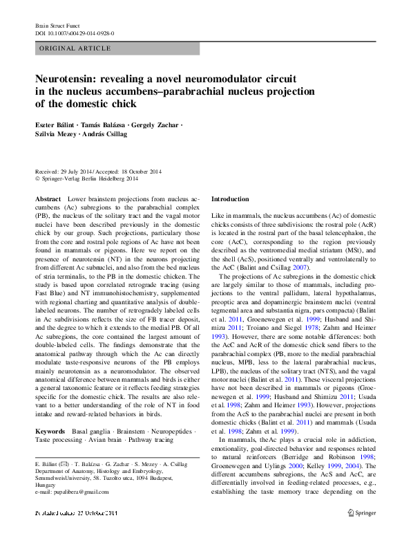 (PDF) Neurotensin: revealing a novel neuromodulator circuit in the ...