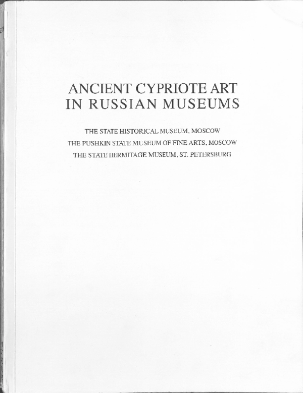 (PDF) Ancient Cypriote Art in Russian Museums