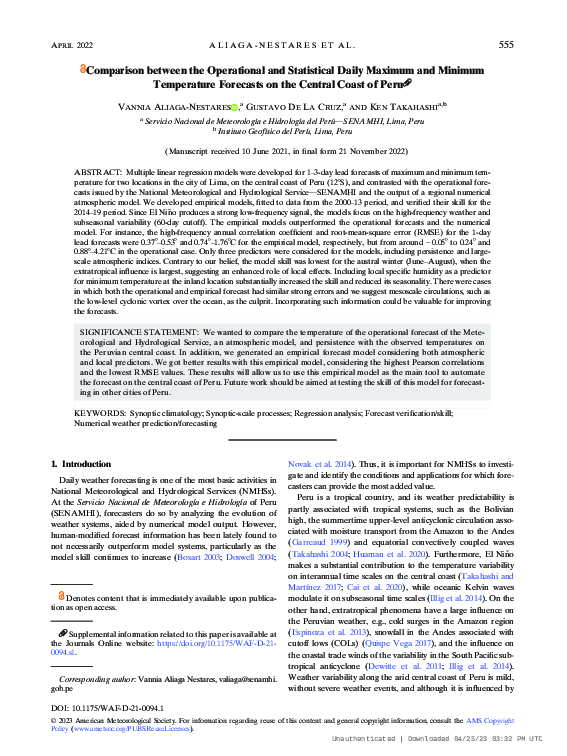 (PDF) Comparison between the Operational and Statistical Daily Maximum ...
