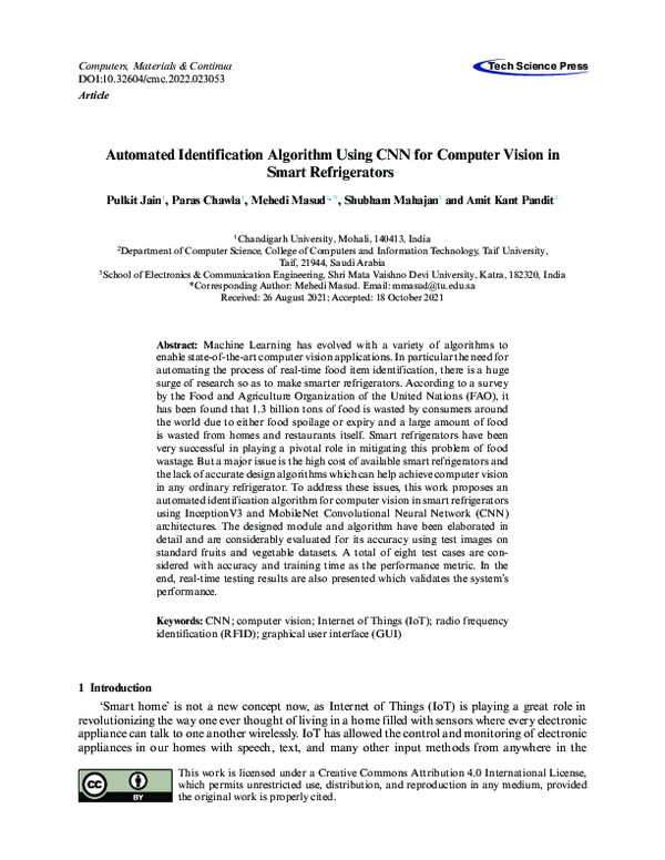 (PDF) Automated Identification Algorithm Using CNN for Computer Vision ...