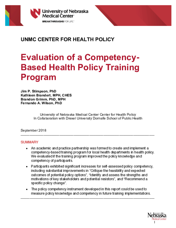 (PDF) Evaluation of a Competency-Based Health Policy Training Program