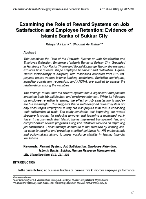 (PDF) Examining the Role of Reward Systems on Job Satisfaction and ...