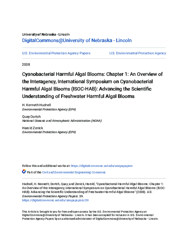 (PDF) Cyanobacterial Harmful Algal Blooms: Chapter 1: An Overview of the Interagency ...