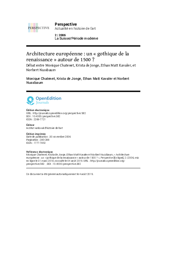 (PDF) Architecture européenne : un « gothique de la renaissance ...