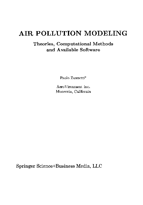 (PDF) Air Pollution Modeling