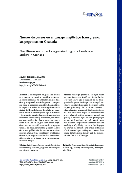 (PDF) Nuevos discursos en el paisaje lingüístico transgresor: las ...