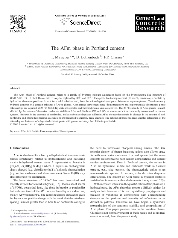 (PDF) The AFm phase in Portland cement