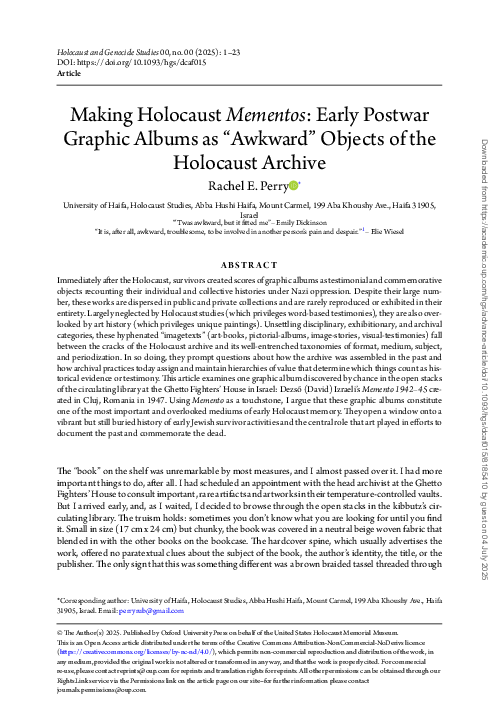 (PDF) “Making Holocaust Mementos: Early Postwar Graphic Albums as ...