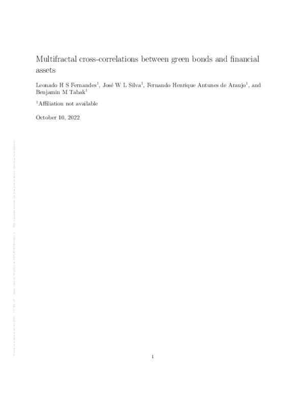 (PDF) Multifractal cross-correlations between green bonds and financial assets