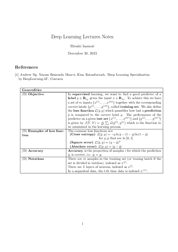 (PDF) Deep Learning Lectures Notes