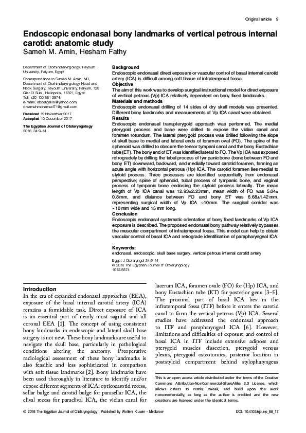 (PDF) Endoscopic endonasal bony landmarks of vertical petrous internal ...