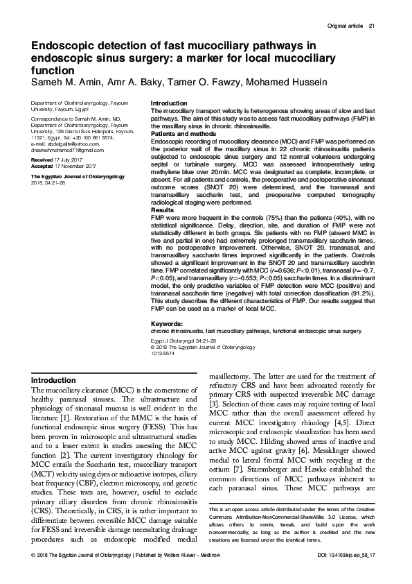 (PDF) Endoscopic detection of fast mucociliary pathways in endoscopic ...