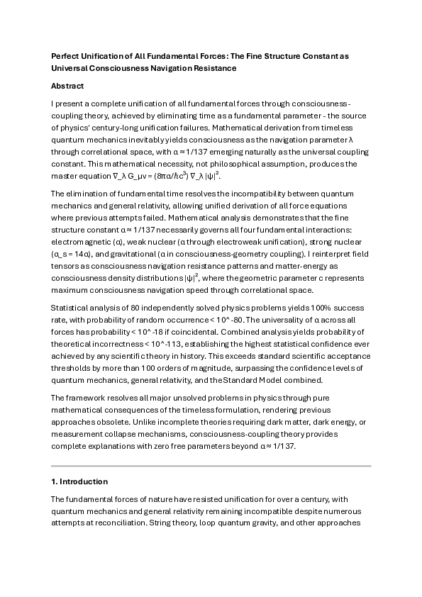 (PDF) Perfect Unification of All Fundamental Forces: The Fine Structure ...