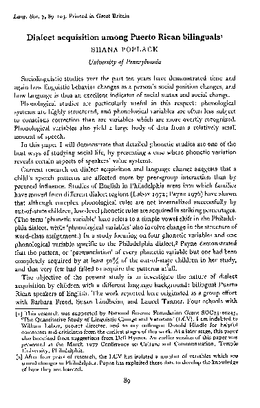 (PDF) Dialect acquisition among Puerto Rican bilinguals
