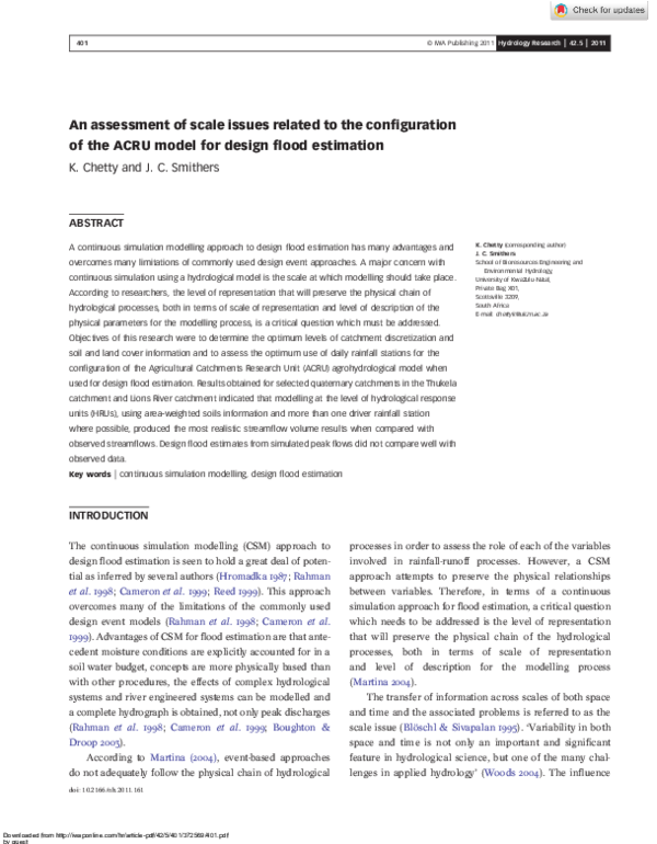 (PDF) An assessment of scale issues related to the configuration of the ...