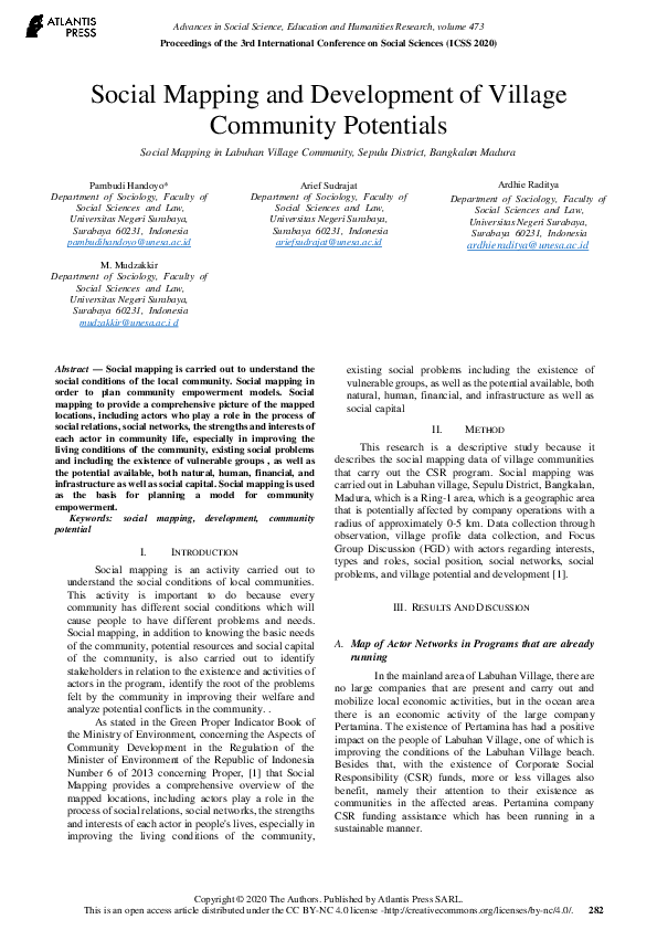 (PDF) Social Mapping and Development of Village Community Potentials