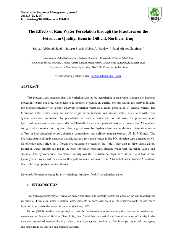 (PDF) The Effects Of Rain Water Percolation Through The Fractures On ...