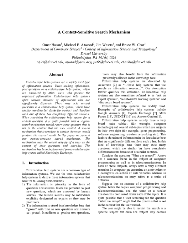 (PDF) A context-sensitive search mechanism