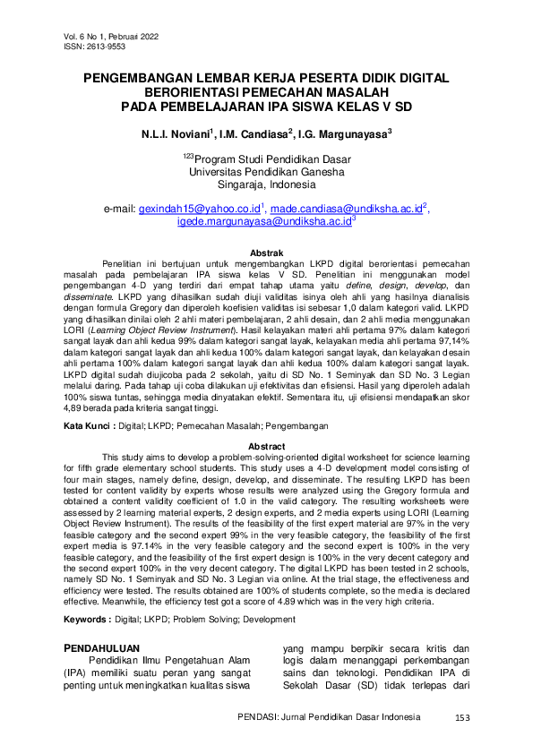 (PDF) Pengembangan Lembar Kerja Peserta Didik Digital Berorientasi Pemecahan Masalah Pada ...