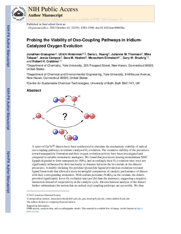 (PDF) Probing the Viability of Oxo-Coupling Pathways in Iridium ...