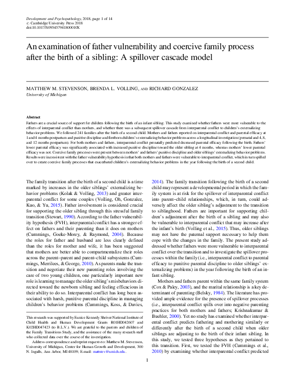 (PDF) An examination of father vulnerability and coercive family ...