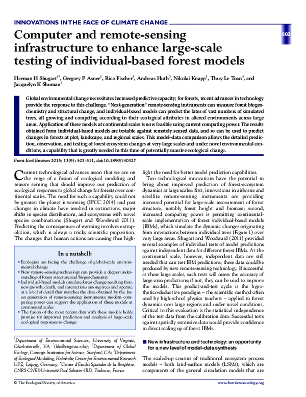 (PDF) Computer and remote‐sensing infrastructure to enhance large‐scale ...