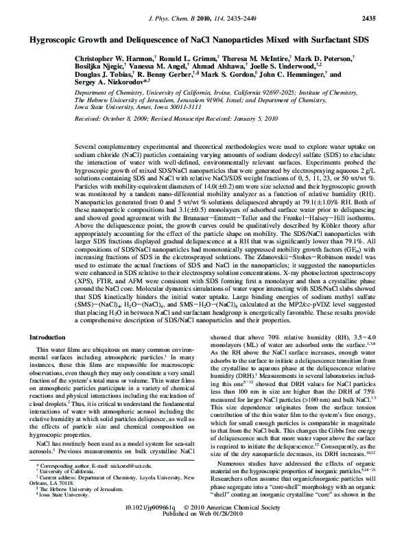 (PDF) Hygroscopic Growth and Deliquescence of NaCl Nanoparticles Mixed ...