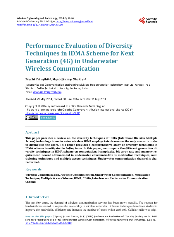 (PDF) Performance Evaluation of Diversity Techniques in IDMA Scheme for ...