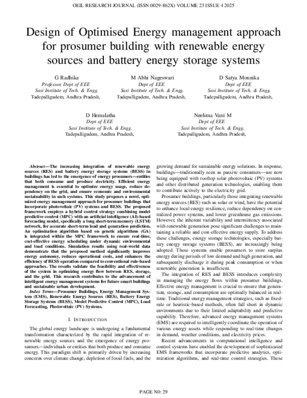 (PDF) Design of Optimised Energy management approach for prosumer building with renewable energy ...