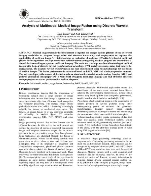 (PDF) Analysis of Multimodal Medical Image Fusion using Discrete Wavelet Transform
