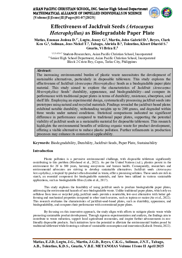 (PDF) Effectiveness of Jackfruit Seeds (Artocarpus Heterophyllus) as ...