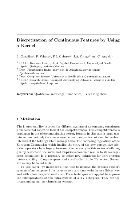 (PDF) Discretization of Continuous Features by Using a Kernel