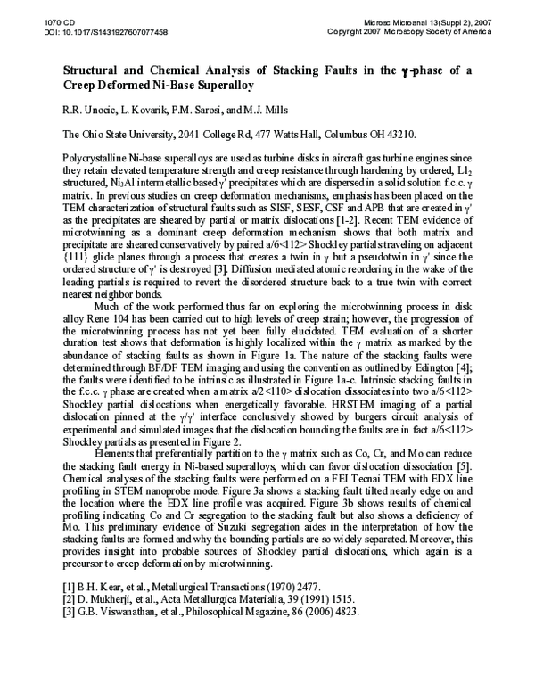 (PDF) Structural and Chemical Analysis of Stacking Faults in the gamma ...