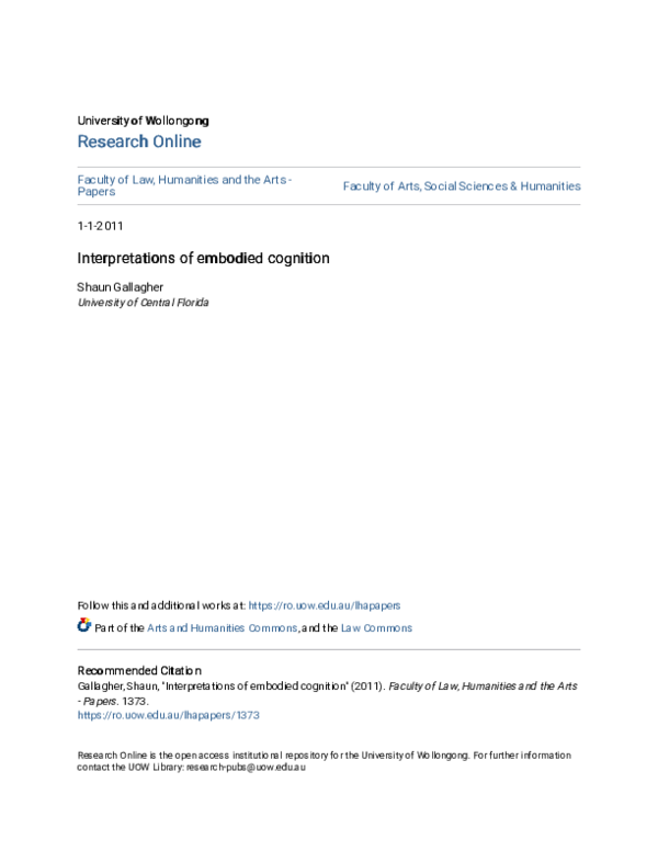 (PDF) Variations on Embodied Cognition