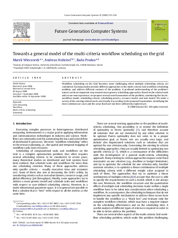 (PDF) Towards a general model of the multi-criteria workflow scheduling ...
