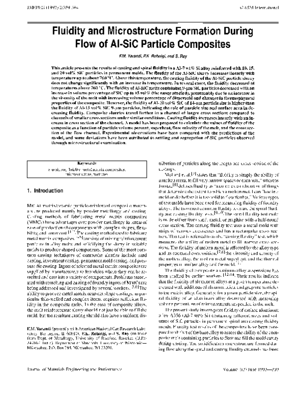 (PDF) Fluidity and microstructure formation during flow of Al- SiC ...