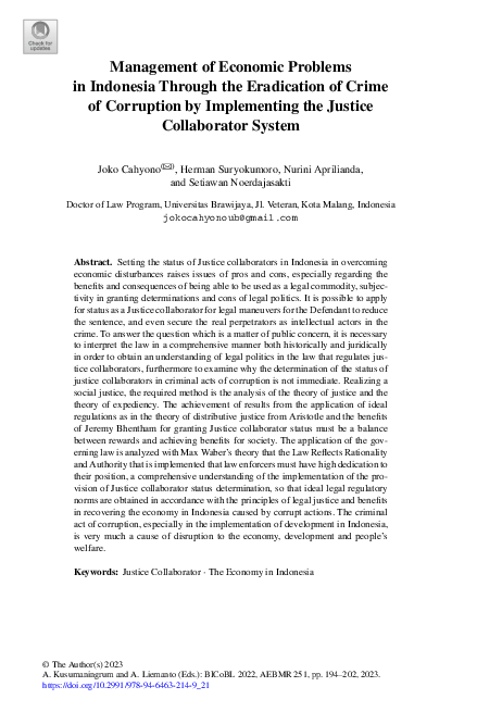 (PDF) Management of Economic Problems in Indonesia Through the ...