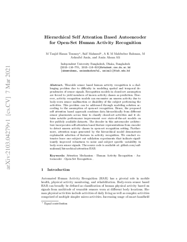 (PDF) Hierarchical Self Attention Based Autoencoder for Open-Set Human Activity Recognition