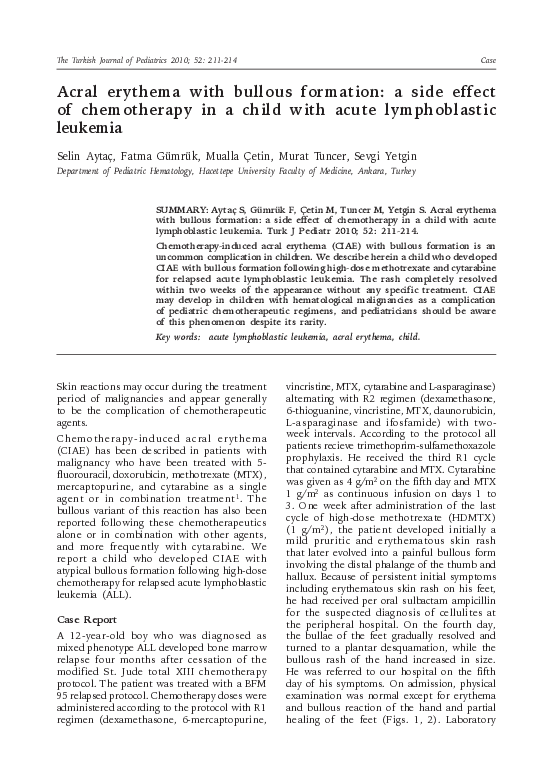 (PDF) Acral erythema with bullous formation: a side effect of ...