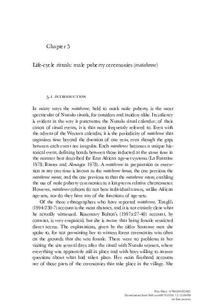 (PDF) Chapter 5: Life-cycle rituals: male puberty ceremonies (matahenne)