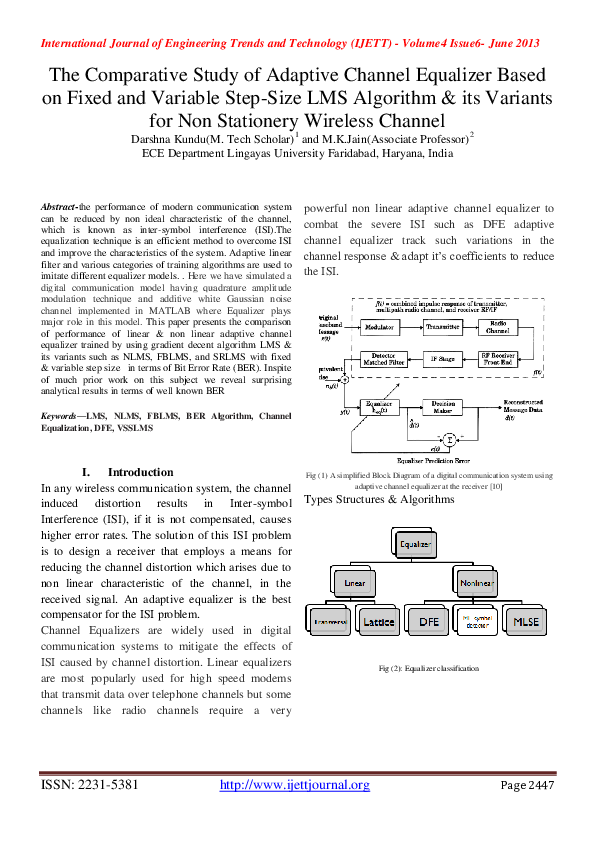 (PDF) The Comparative Study of Adaptive Channel Equalizer Based on Fixed and Variable Step-Size ...