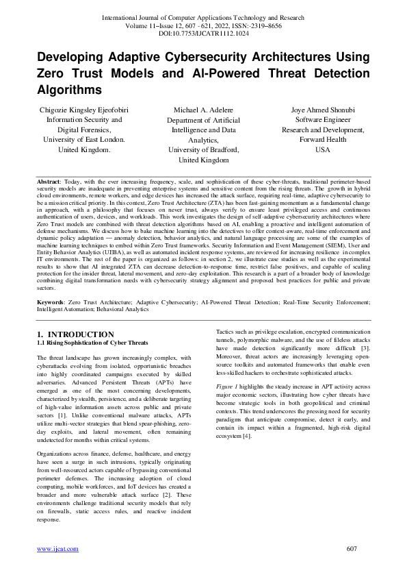 (PDF) Developing Adaptive Cybersecurity Architectures Using Zero Trust ...