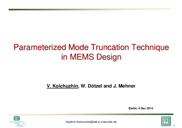 (PDF) Parameterized Mode Truncation Technique in MEMS Design