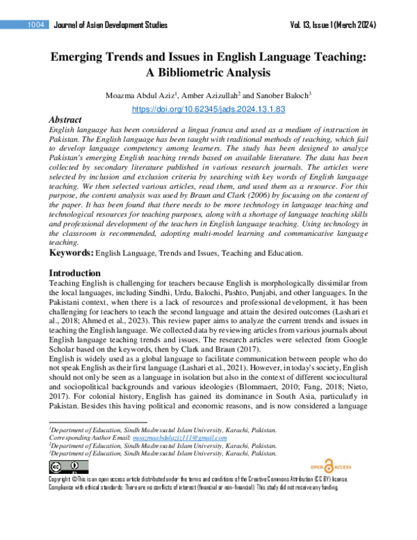 (PDF) Emerging Trends and Issues in English Language Teaching: A ...